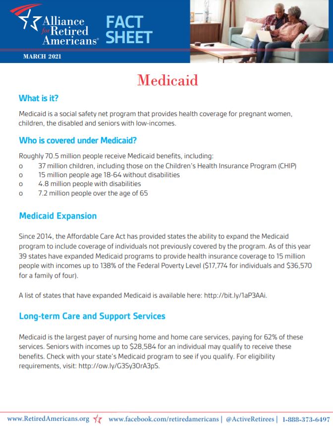 Fact Sheet: Medicaid Facts - Retired Americans